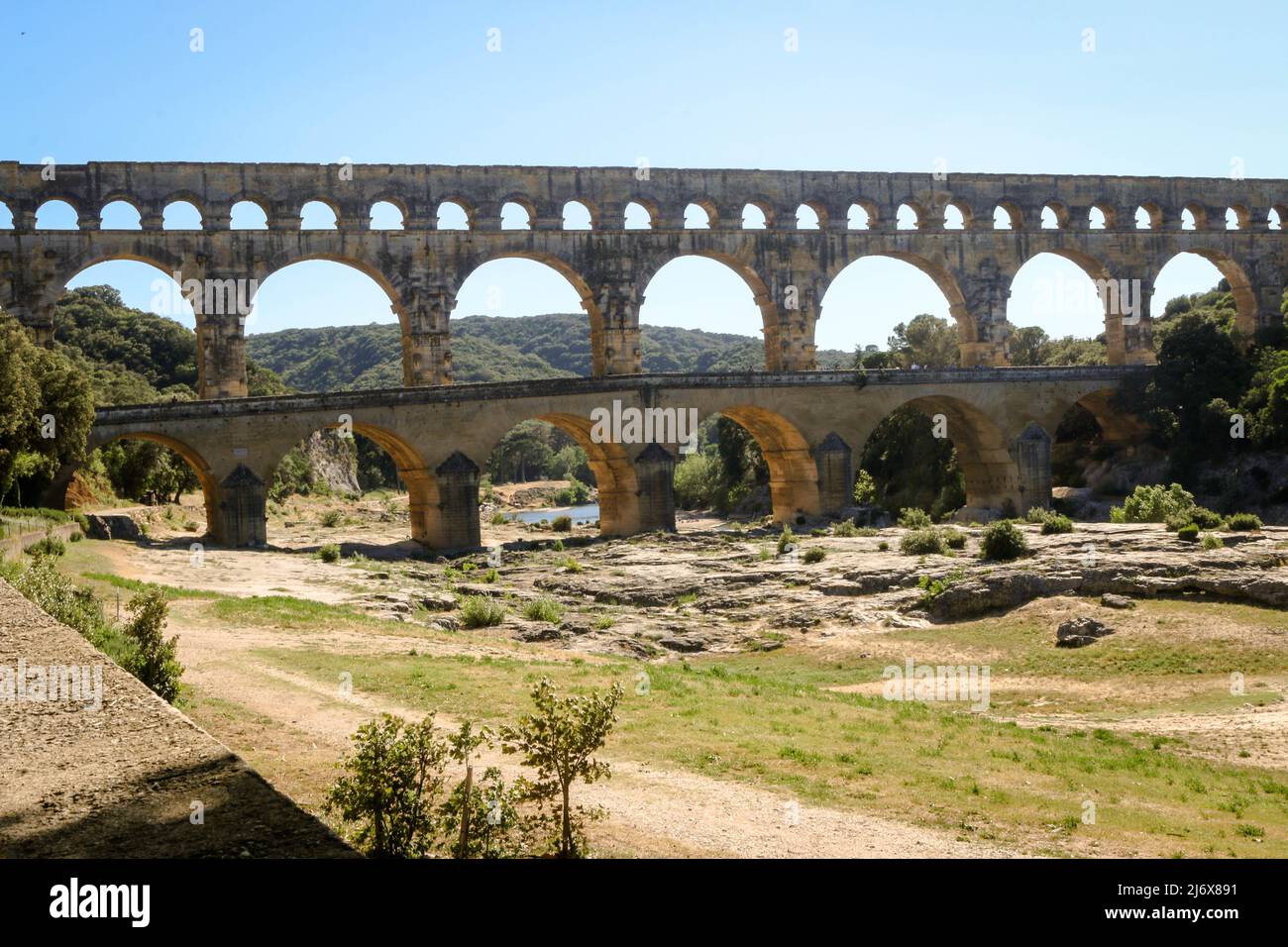 The Pont du Gard, an ancient Roman aqueduct bridge in France Stock ...