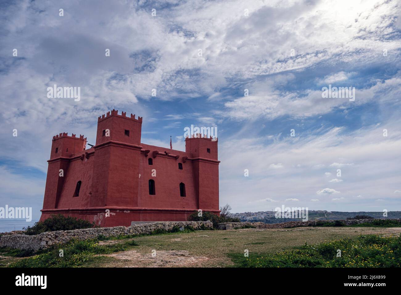 The Red Tower (St Agatha's Tower), Mellieha, Malta Stock Photo - Alamy