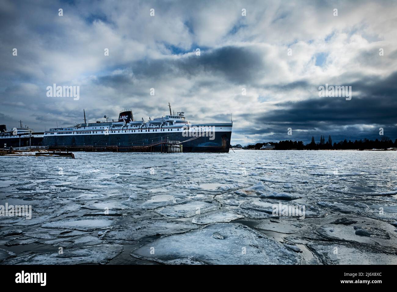 Lake Michigan Carferry, SS Badger at it's winter time dock in Ludington ...