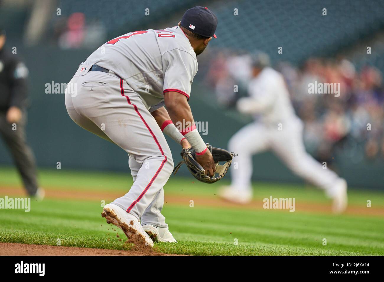 May 3 2022: Washington third baseman Maikel Franco (7) makes a play ...