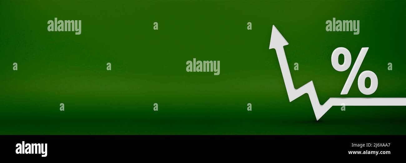 The arrow on the graph points up. Rising prices, inflation, increase in ...
