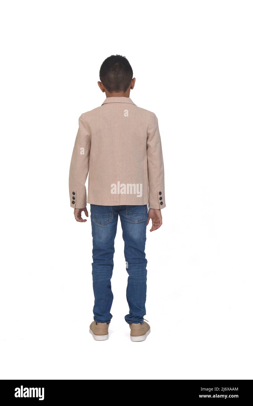 rear view of boy on white background Stock Photo - Alamy