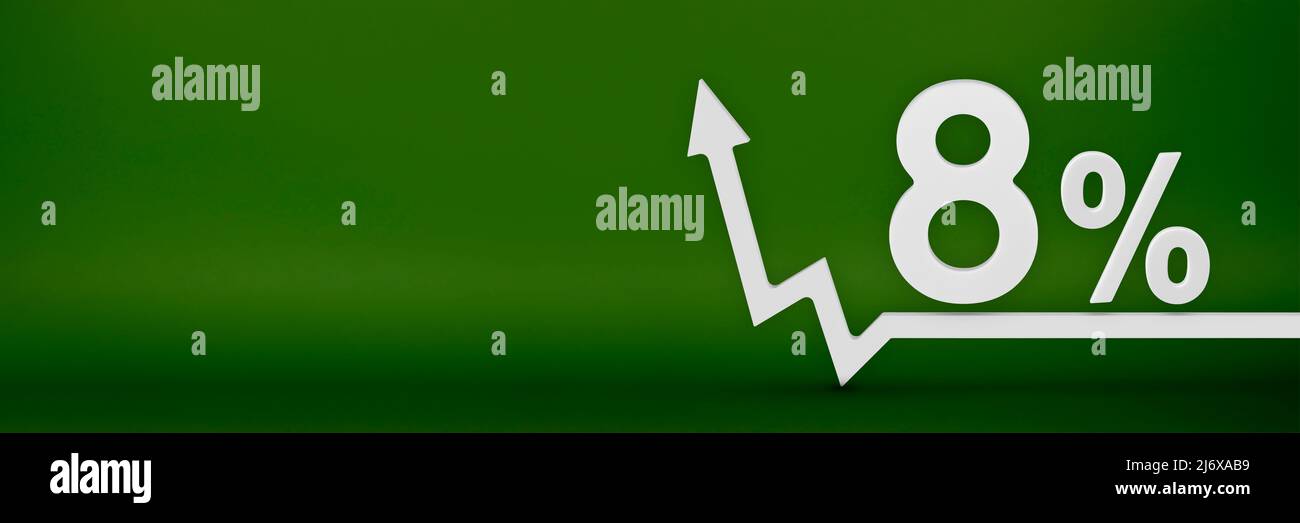 8 percent. The arrow on the graph points up. Rising prices, inflation ...