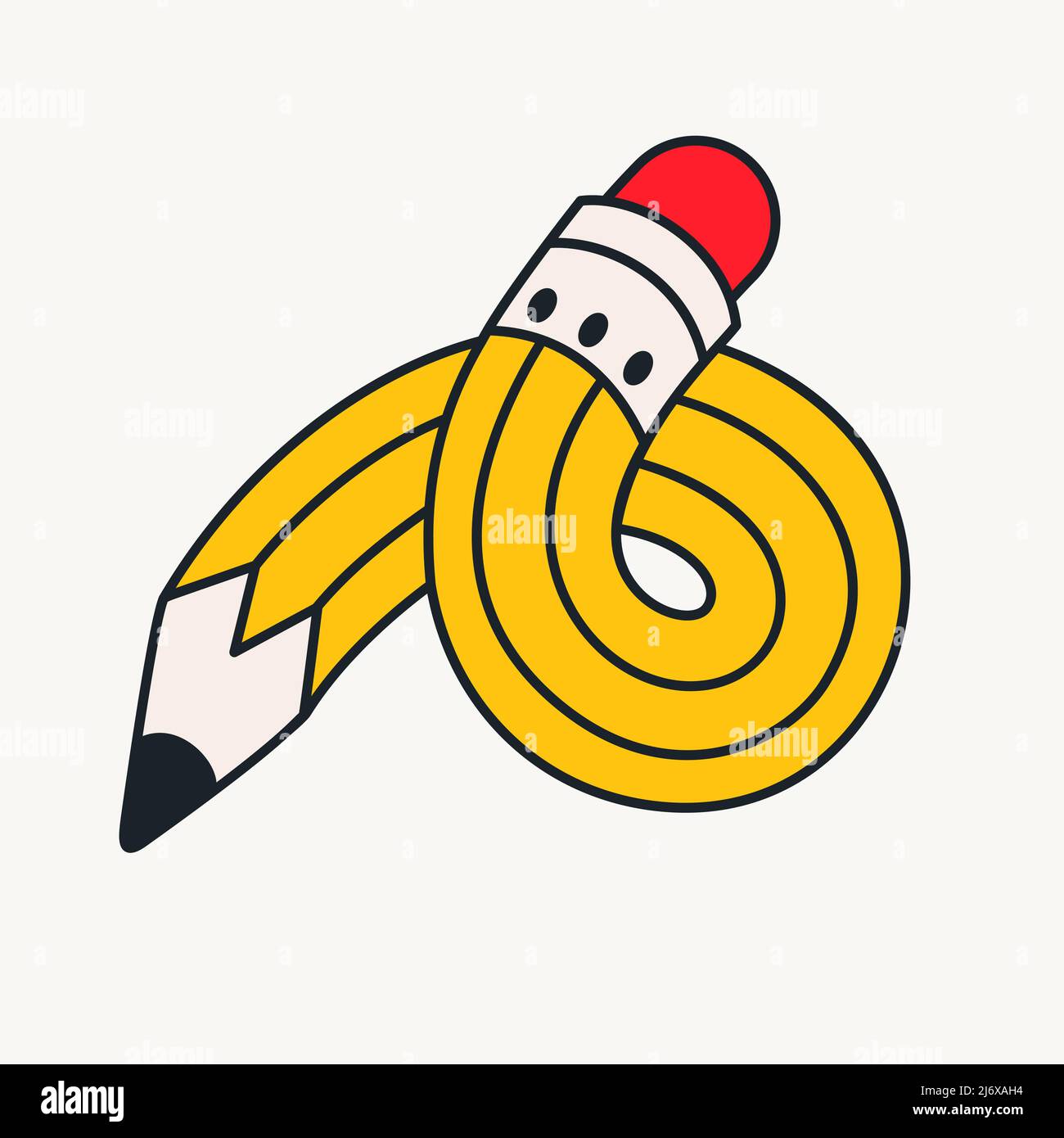 Cartoon vector funny cute Comic characters, curved pencil Stock Vector ...