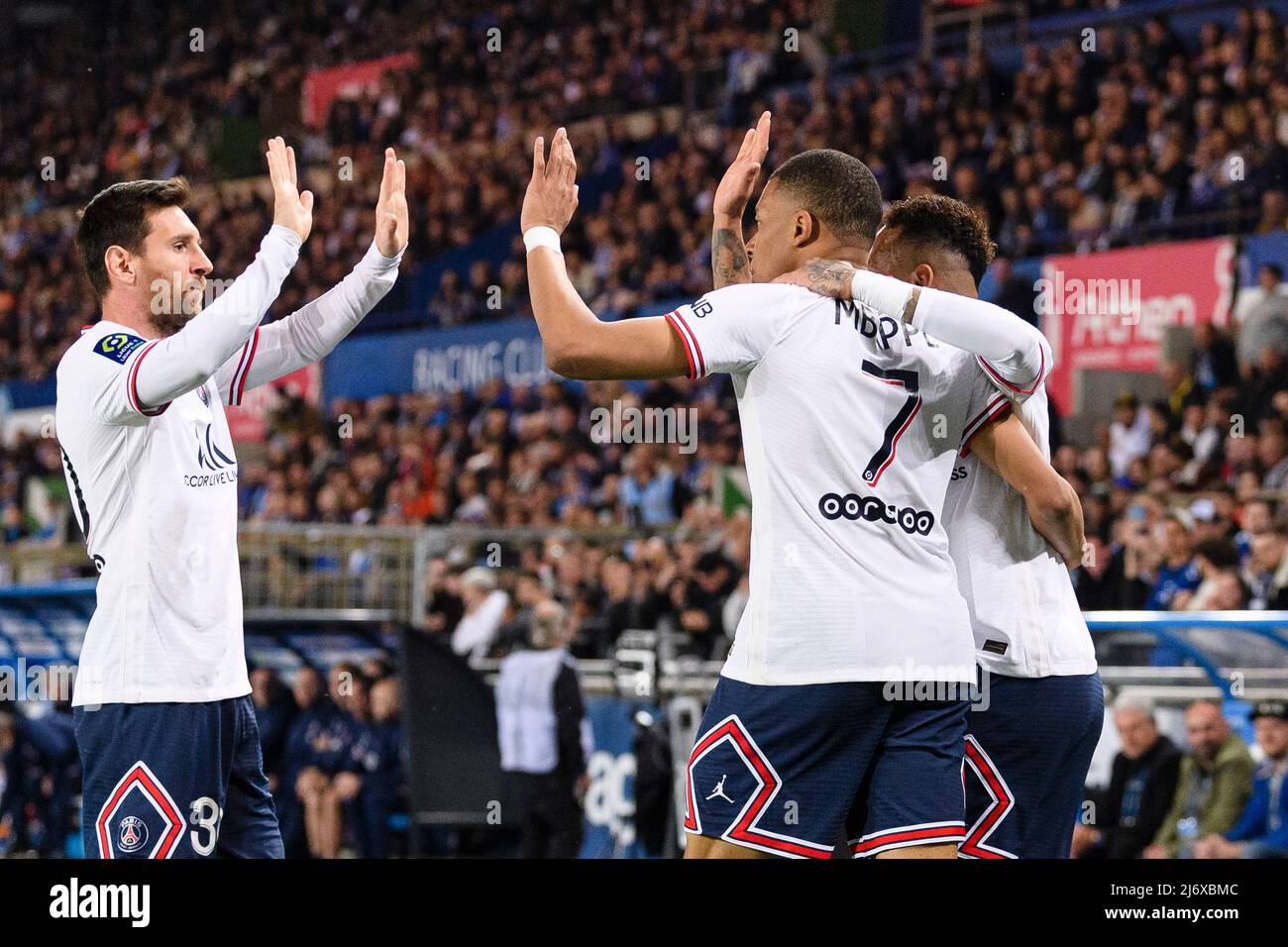 Strasbourg, France - April 29: Kylian Mbappe of Paris Saint Germain (C ...