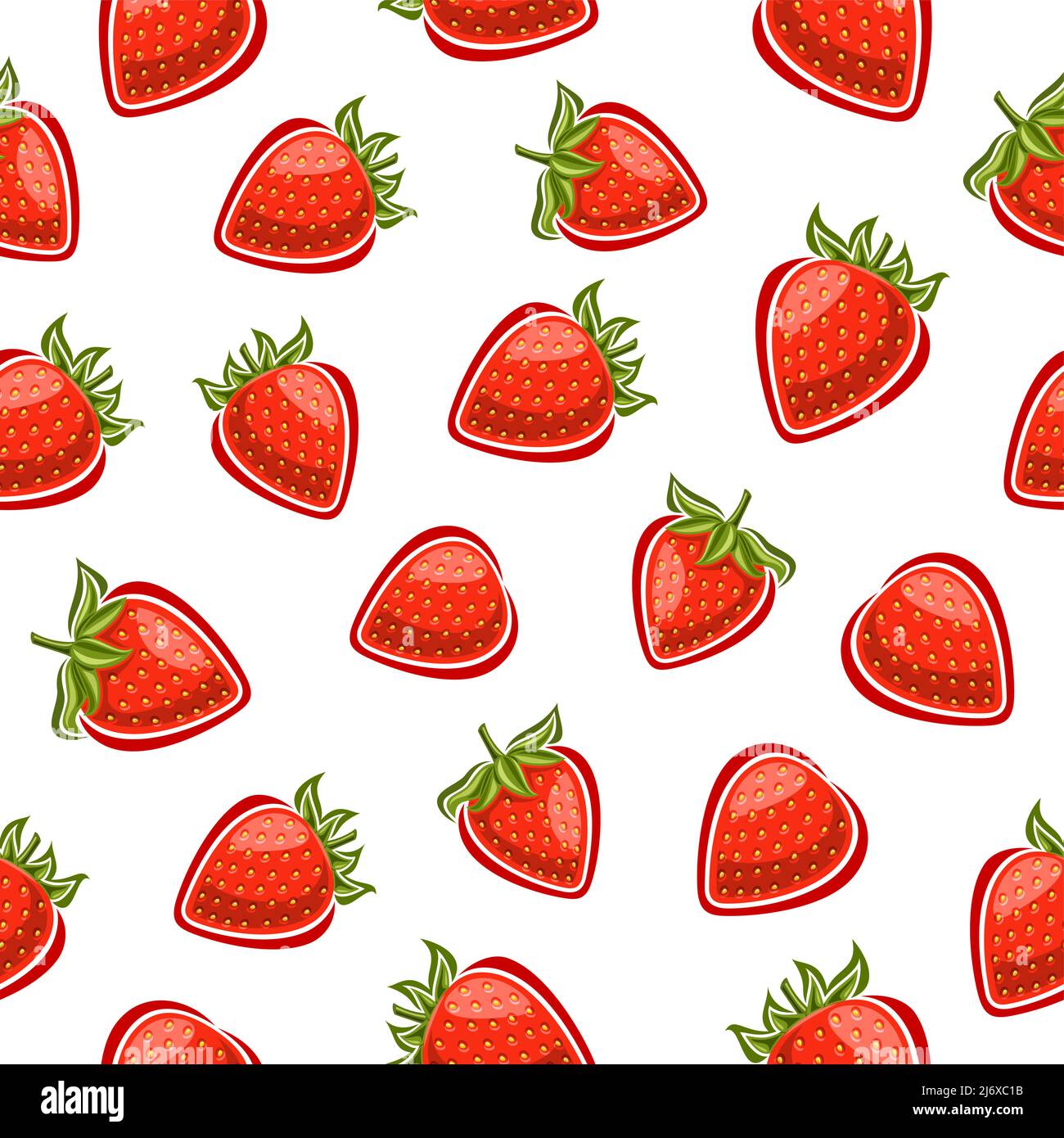 Vector Strawberry Seamless Pattern, repeat background with set of cut ...