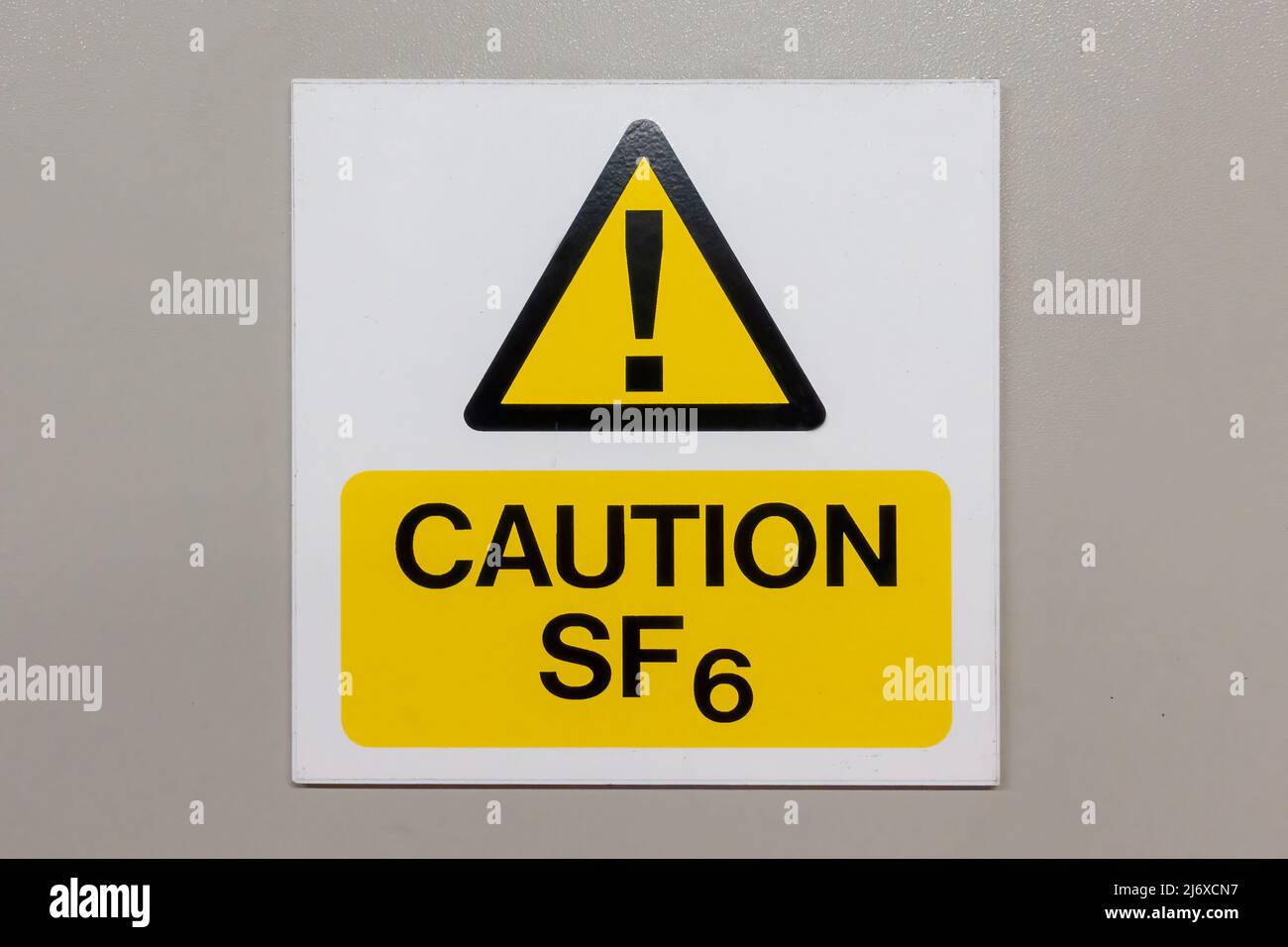Caution Sulphur Hexafluoride sign on a grey background Stock Photo - Alamy