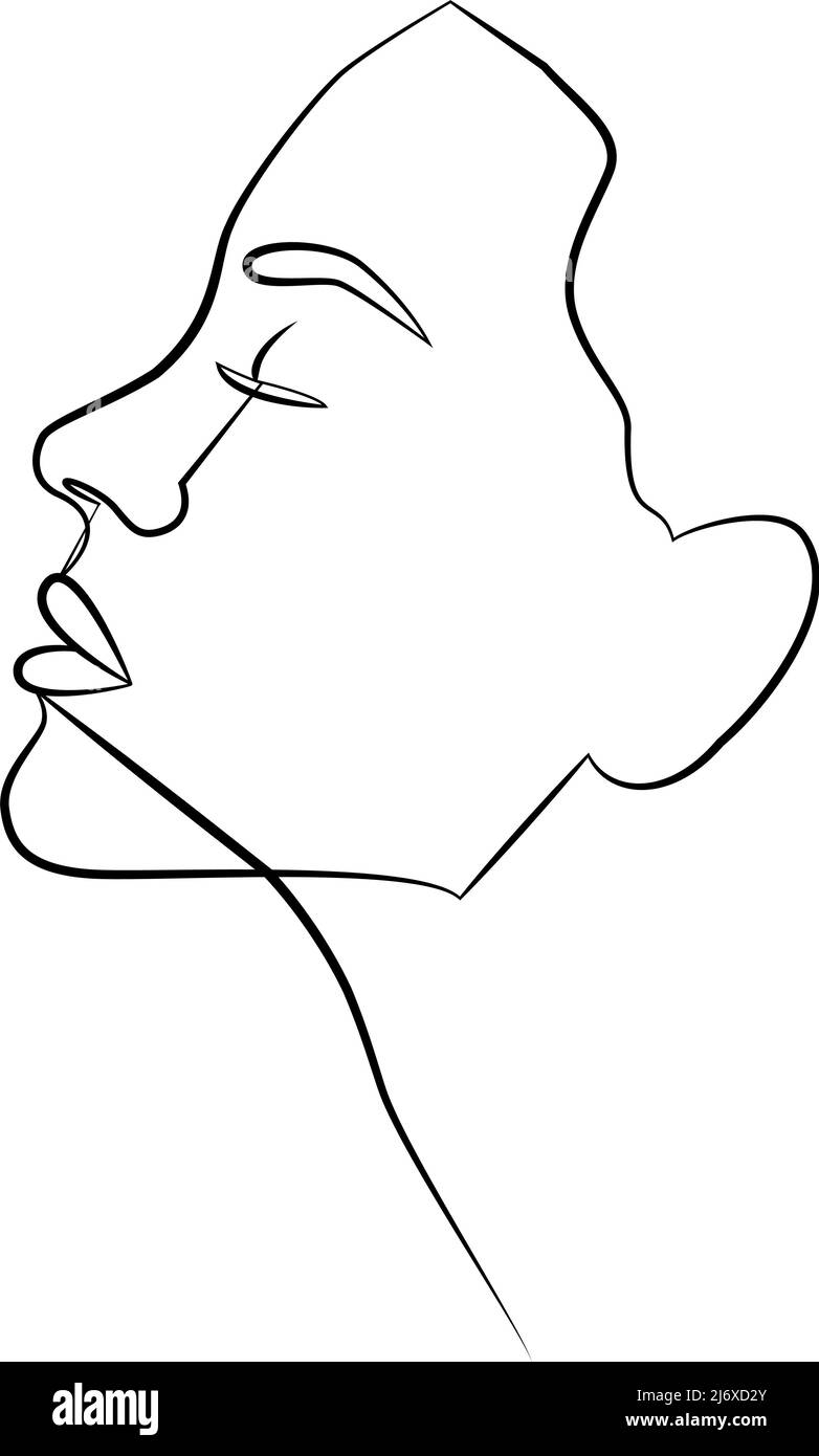 Portrait. A woman's face and colored spots. A continuous line of a ...