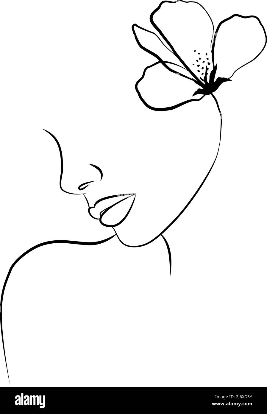 Portrait of a woman. Modern Minimalist female vector linear drawing ...