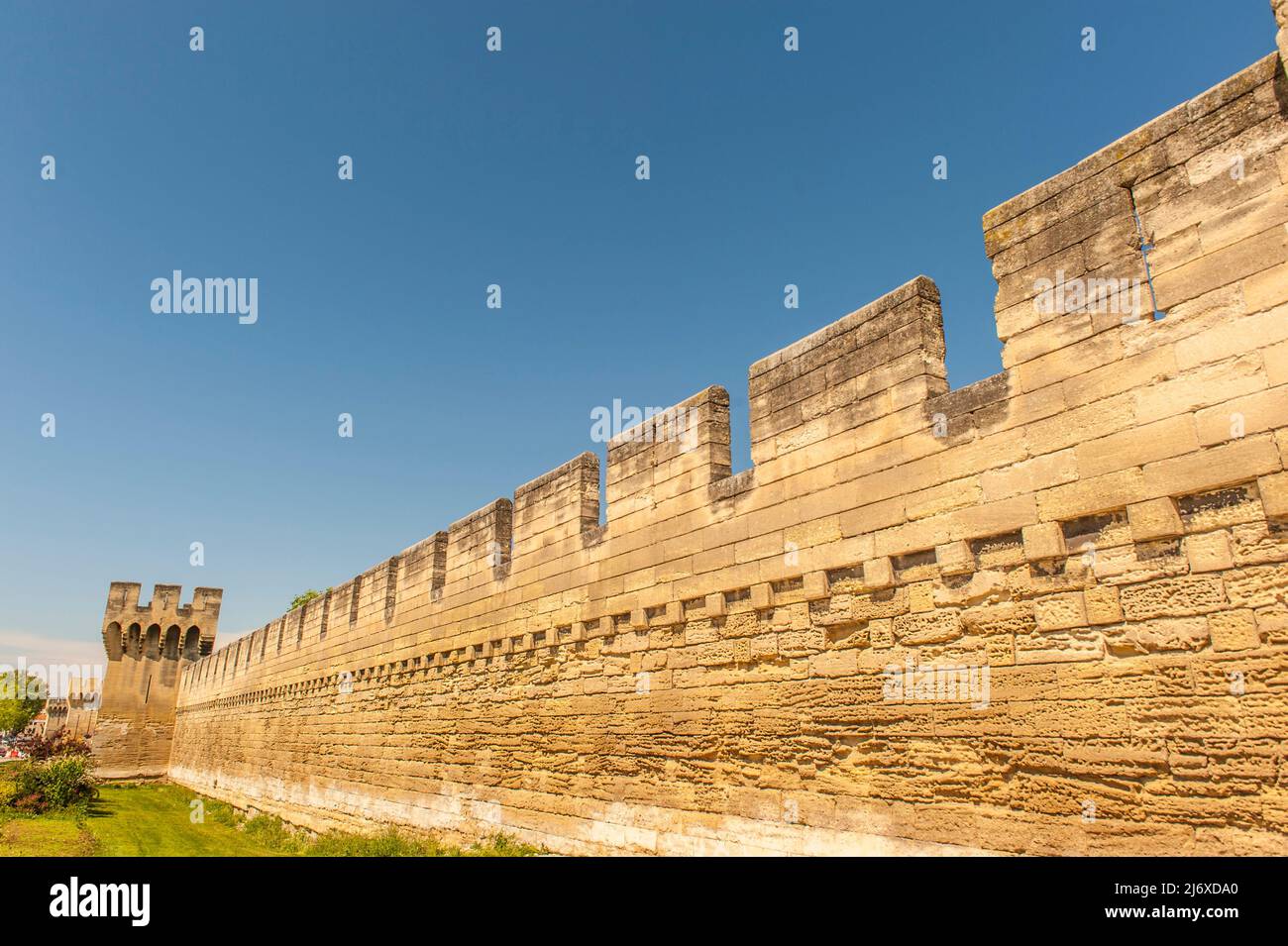 Detail of the medieval city wall of Avignon, France Stock Photo - Alamy