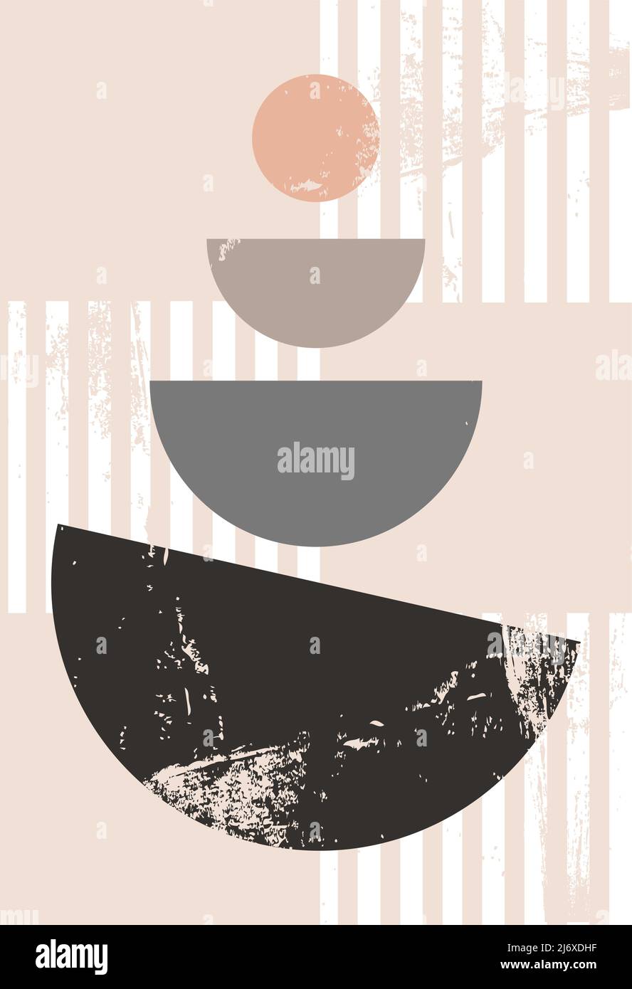 Modern minimalistic abstract aesthetic illustrations. Wall decor in bohemian style. A collection ...