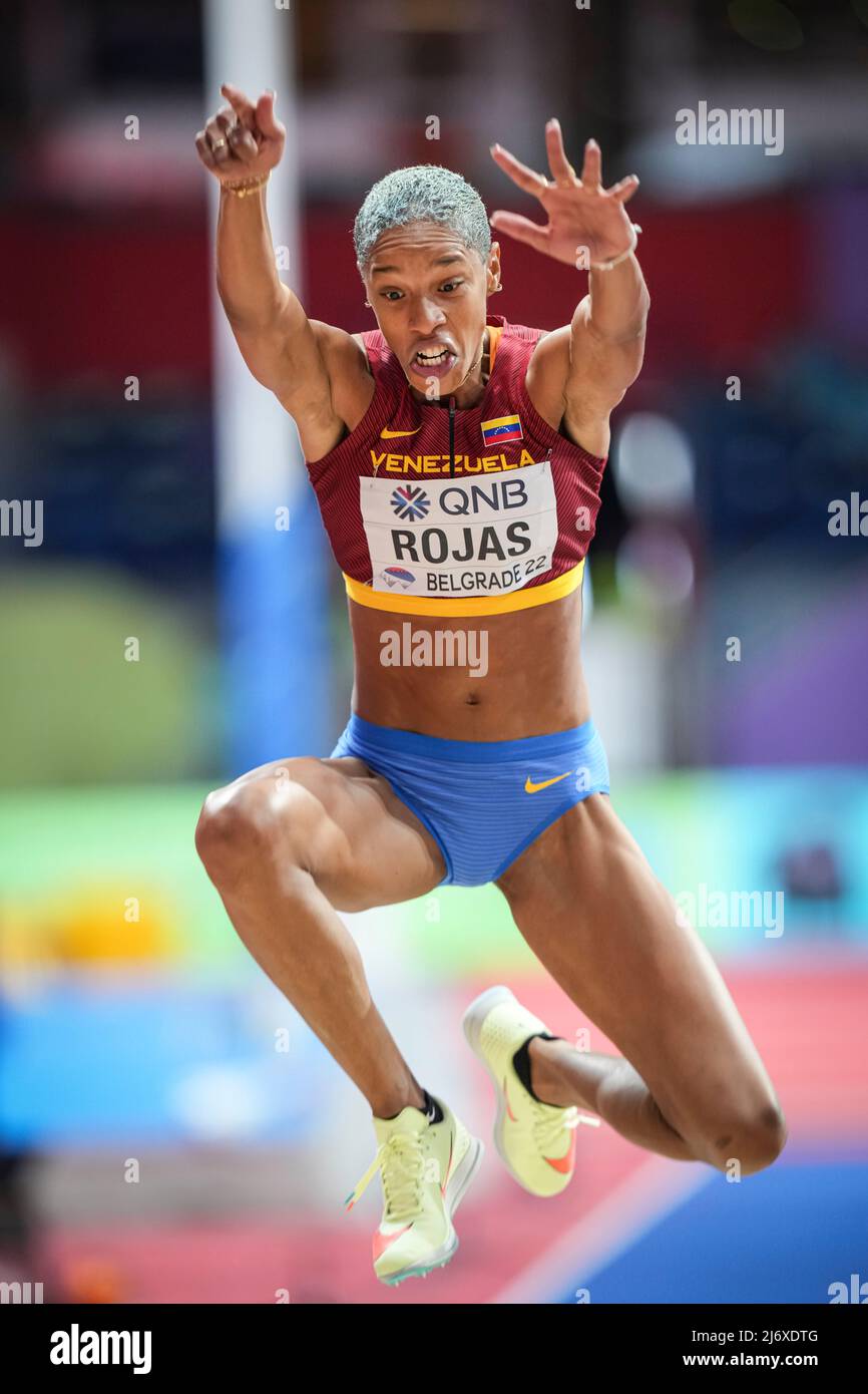 Yulimar Rojas jumping at the Belgrade 2022 Indoor World Championship in ...