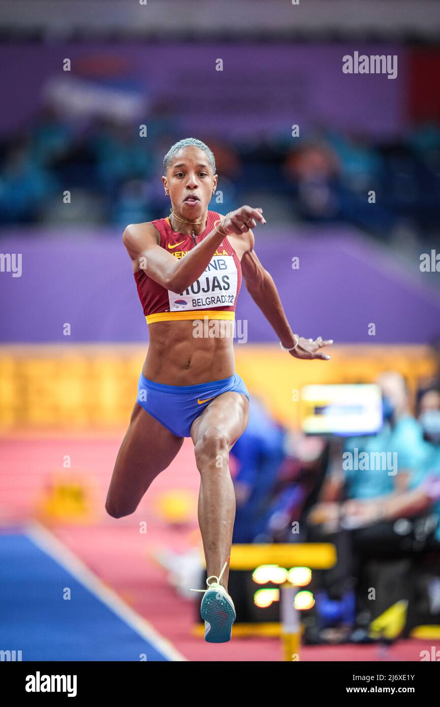 Yulimar Rojas jumping at the Belgrade 2022 Indoor World Championship in ...