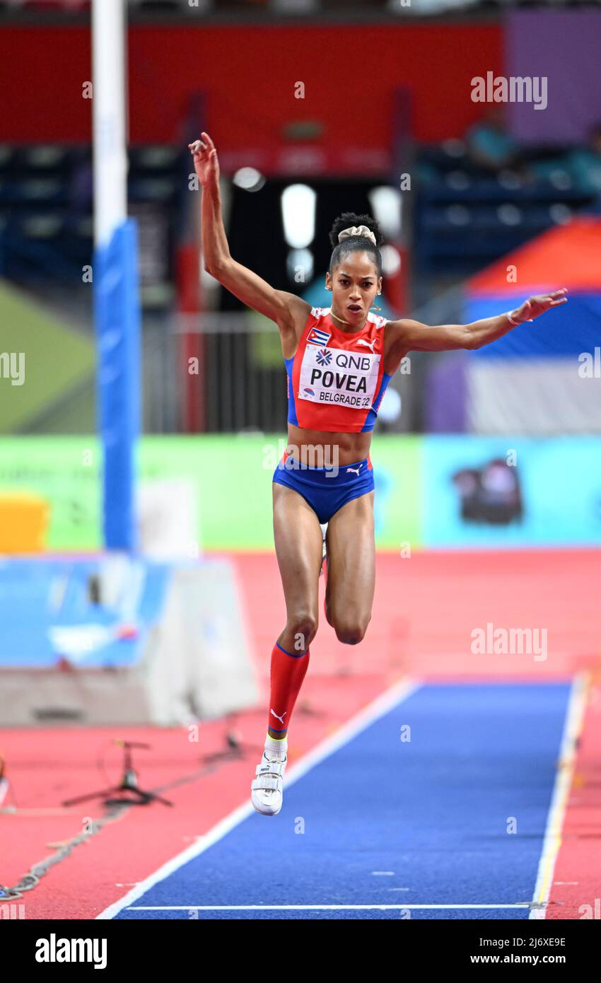 Liadagmis Povea jumping at the Belgrade 2022 Indoor World Championship ...