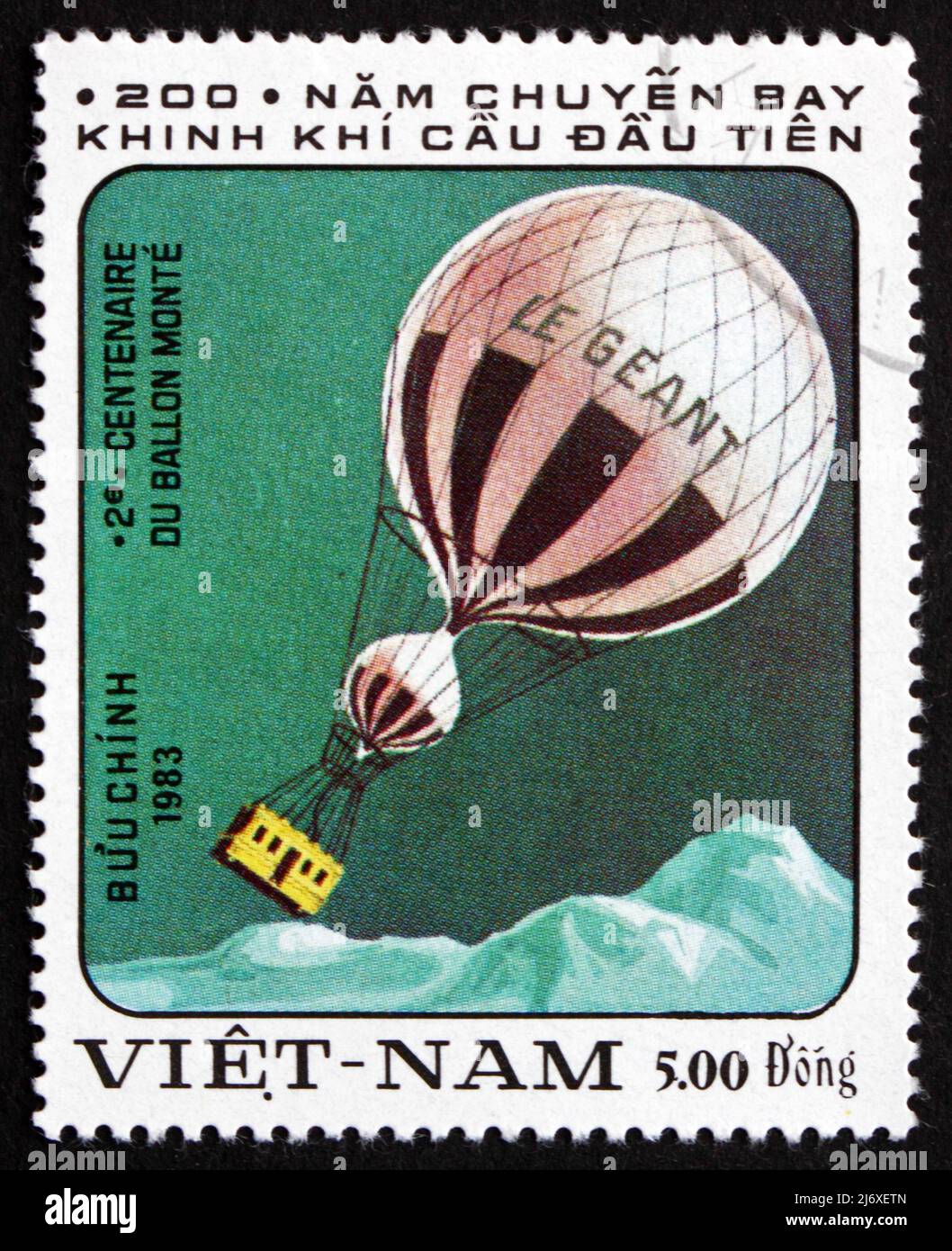 VIETNAM - CIRCA 1983: a stamp printed in Vietnam shows Hot-air Balloon ...