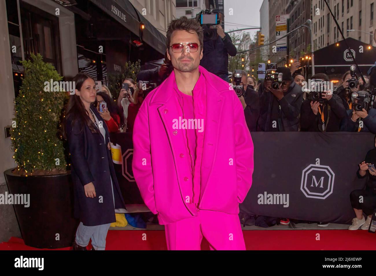 Sebastian Stan departs The Mark Hotel for 2022 Met Gala in New York ...
