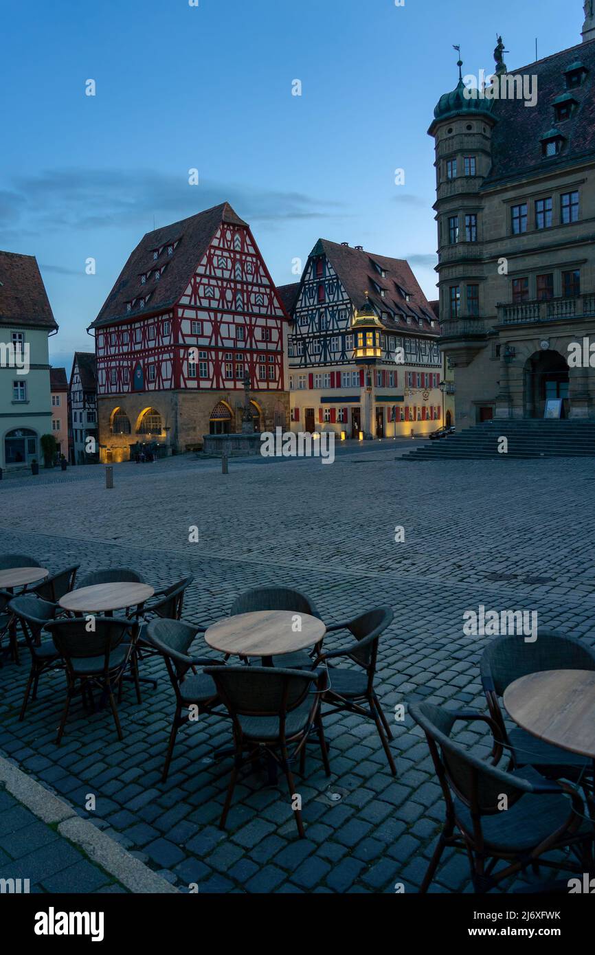 beautiful architecture of romantic Rothenburg ob der Tauber with ...