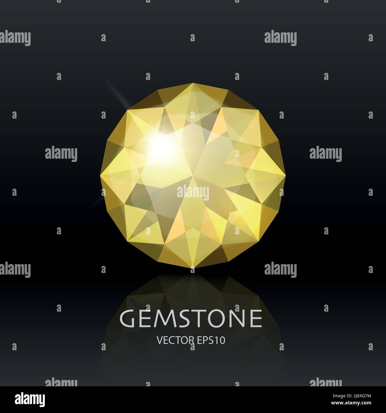 Vector Banner with 3d Realistic Yellow Transparent Gemstone, Diamond ...