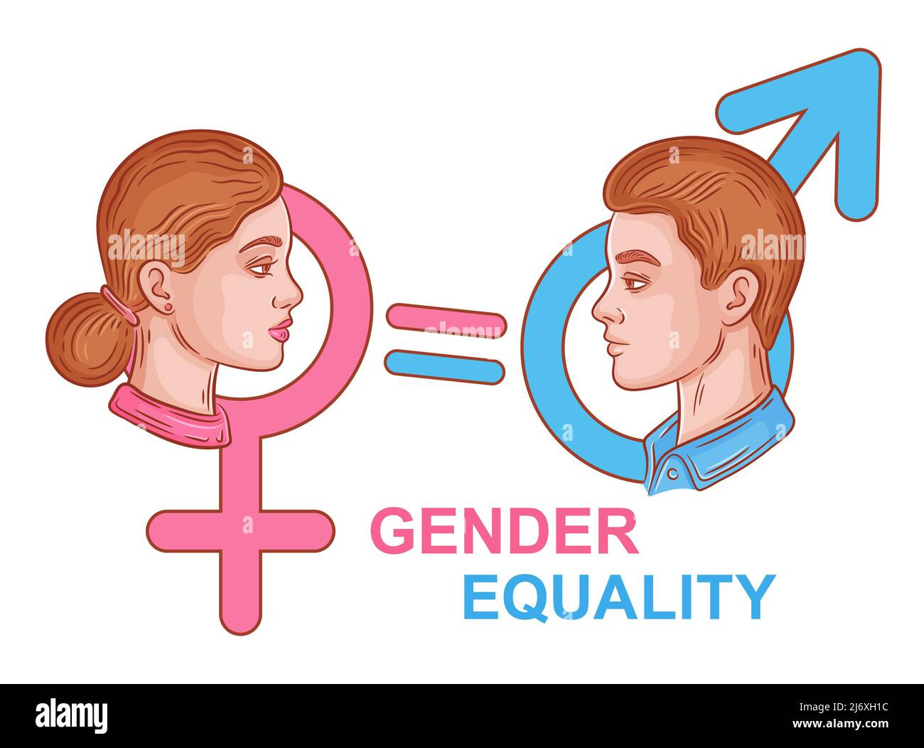 Gender equality, female, male human equal right, respect woman and man ...