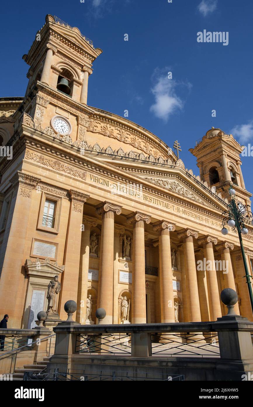 The facade of Mosta Rotunda, Malta Stock Photo - Alamy