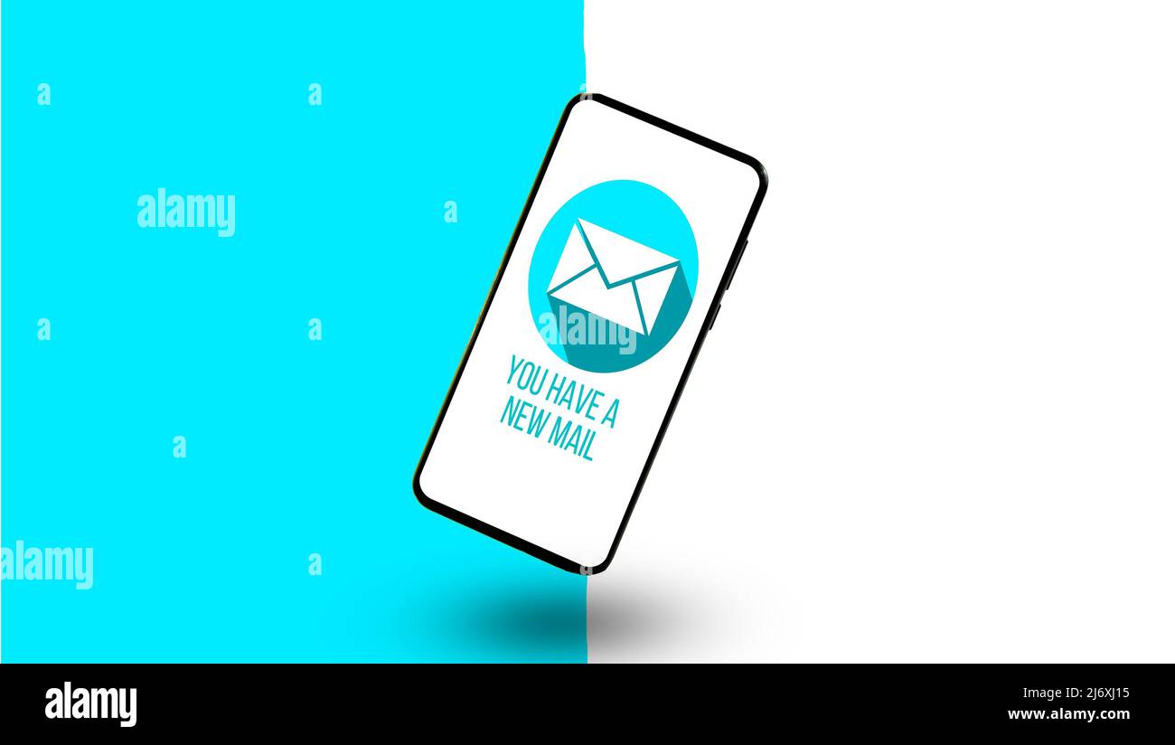 New message concept on smart phone screen on colored desk Stock Photo ...