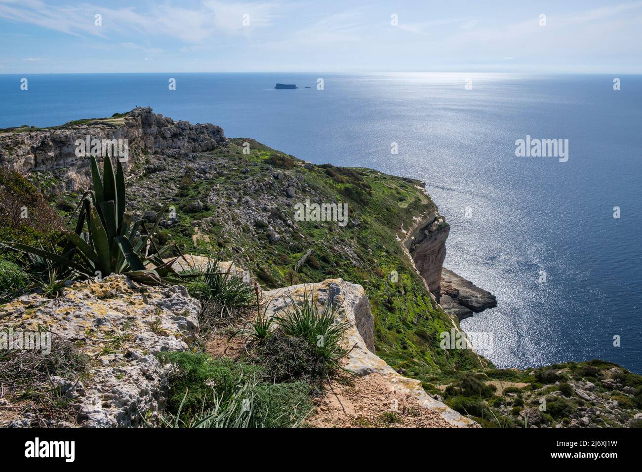 Dingli Cliffs and view towards Filfla Island, Malta Stock Photo - Alamy