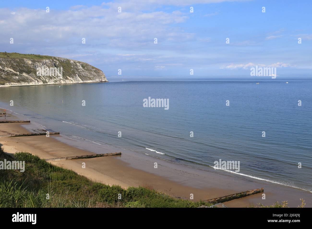 North Beach, with Ballard Down beyond, Swanage Bay, Isle of Purbeck ...