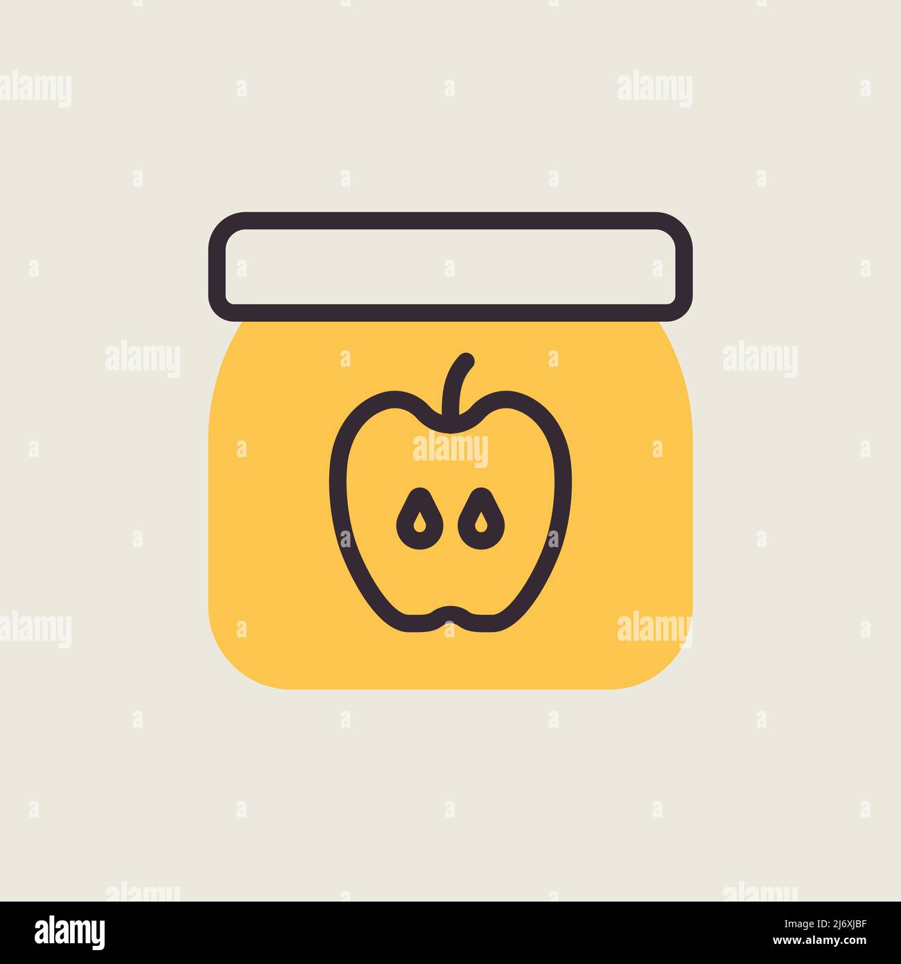 Jar of baby food with apple puree vector icon. Graph symbol for ...