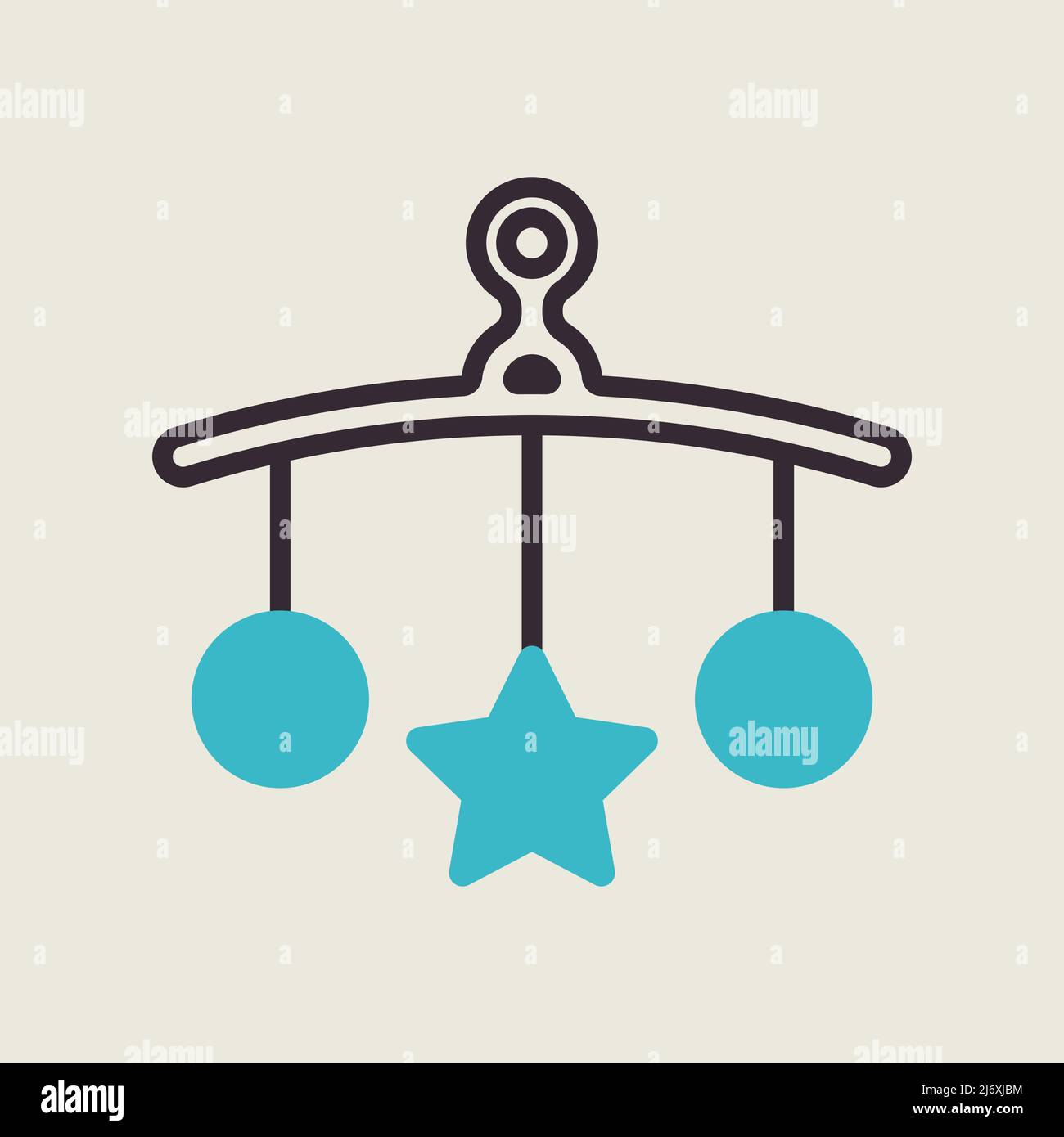 Baby crib hanging toy vector icon. Graph symbol for children and ...