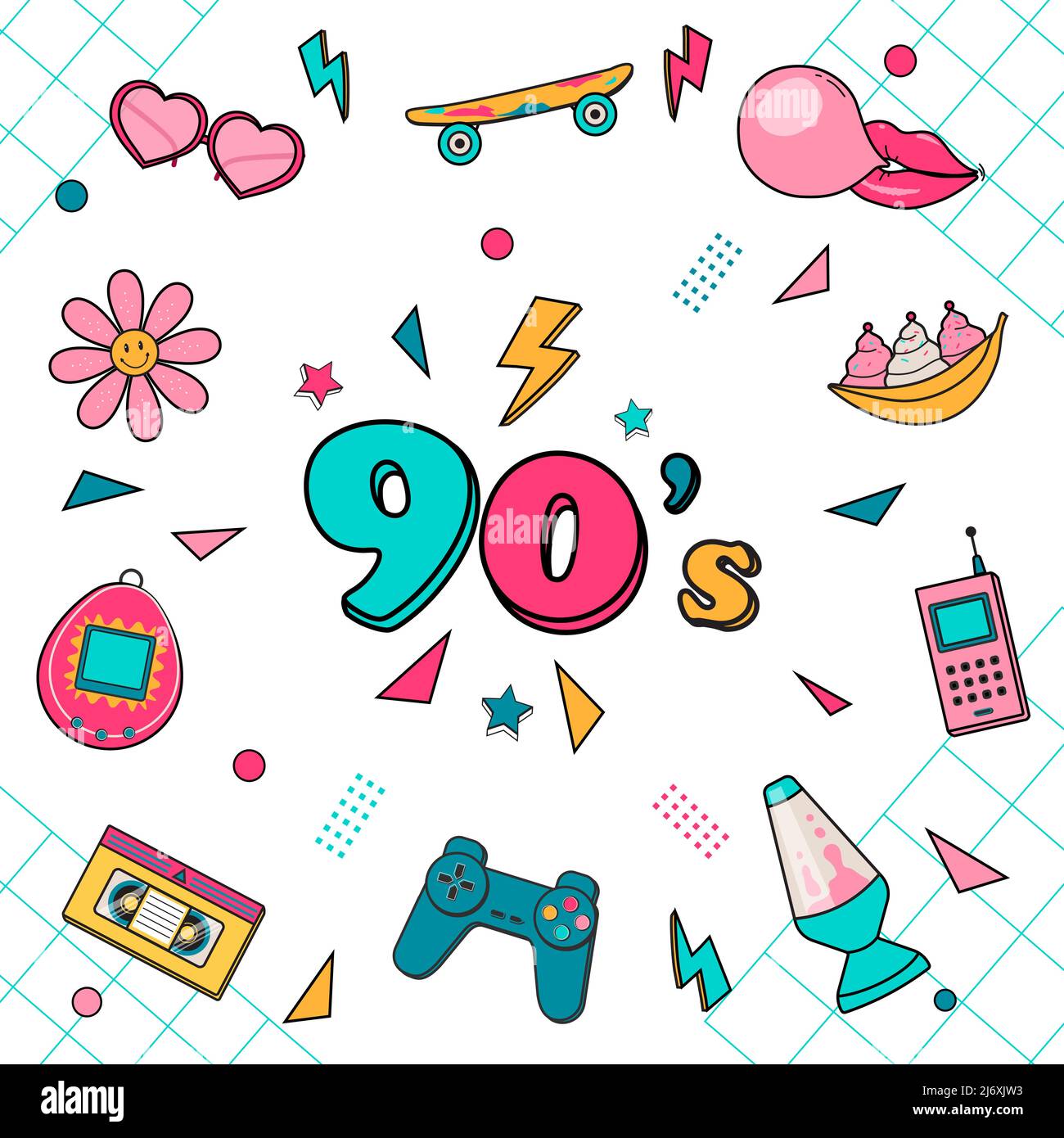 Classic 80s 90s elements Stickers vector illustration Stock Vector ...