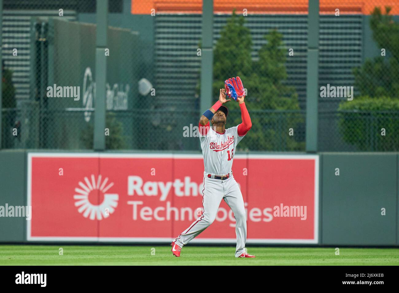 May 3 2022: Washington center fielder Victor Robles (16) makes a play ...