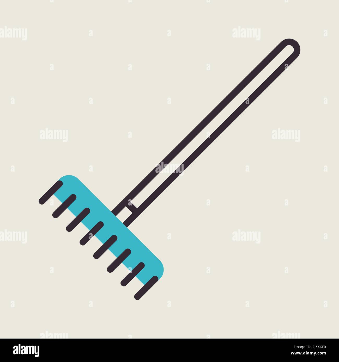 Garden rake isolated vector icon. Graph symbol for agriculture, garden ...