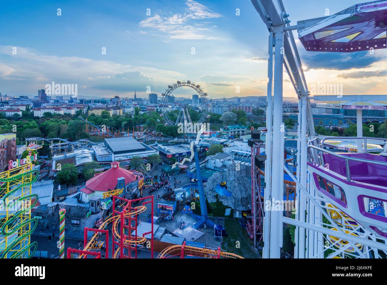Wien, Vienna: Prater amusement park (Wurstelprater), Ferris Wheel, view ...