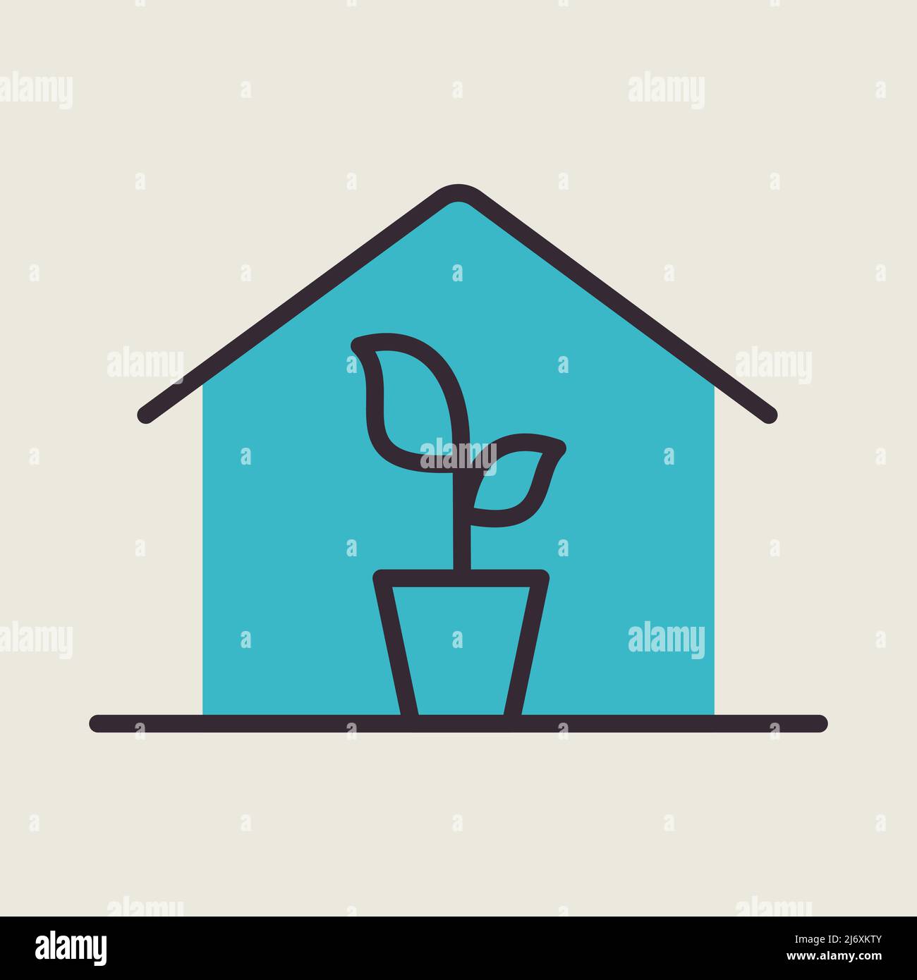 Greenhouse with seedlings inside vector icon. Graph symbol for ...