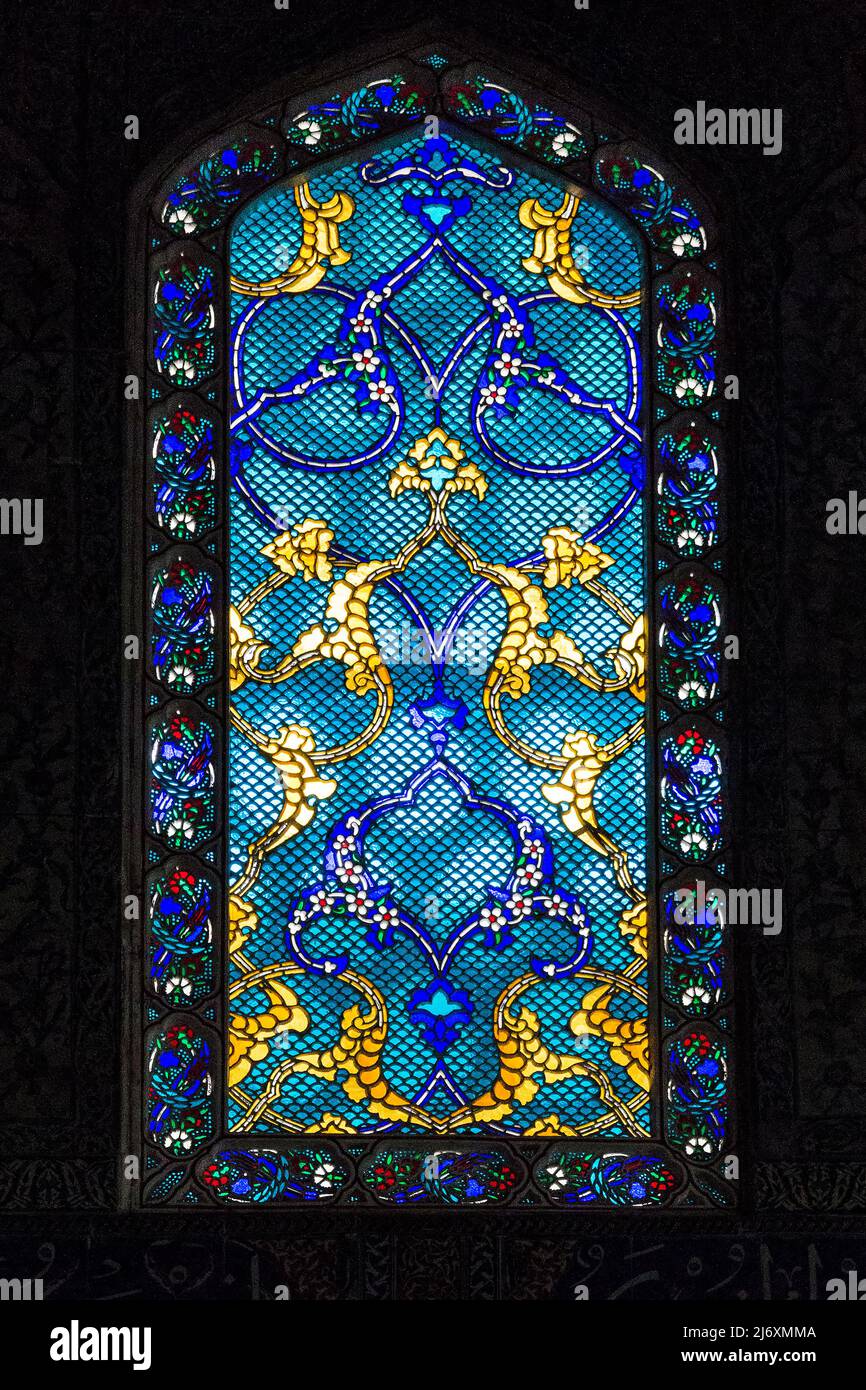 ISTANBUL, TURKEY - SEPTEMBER 11, 2017: This is one of the stained glass ...