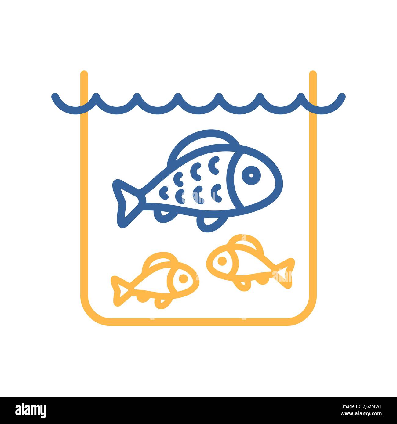 Fish in a pond or aquarium isolated icon. Farm animal sign. Graph ...