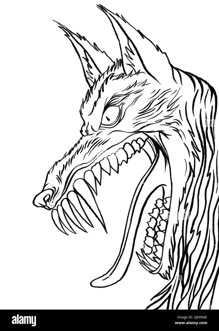 werewolf hand drawn illustration Stock Photo - Alamy