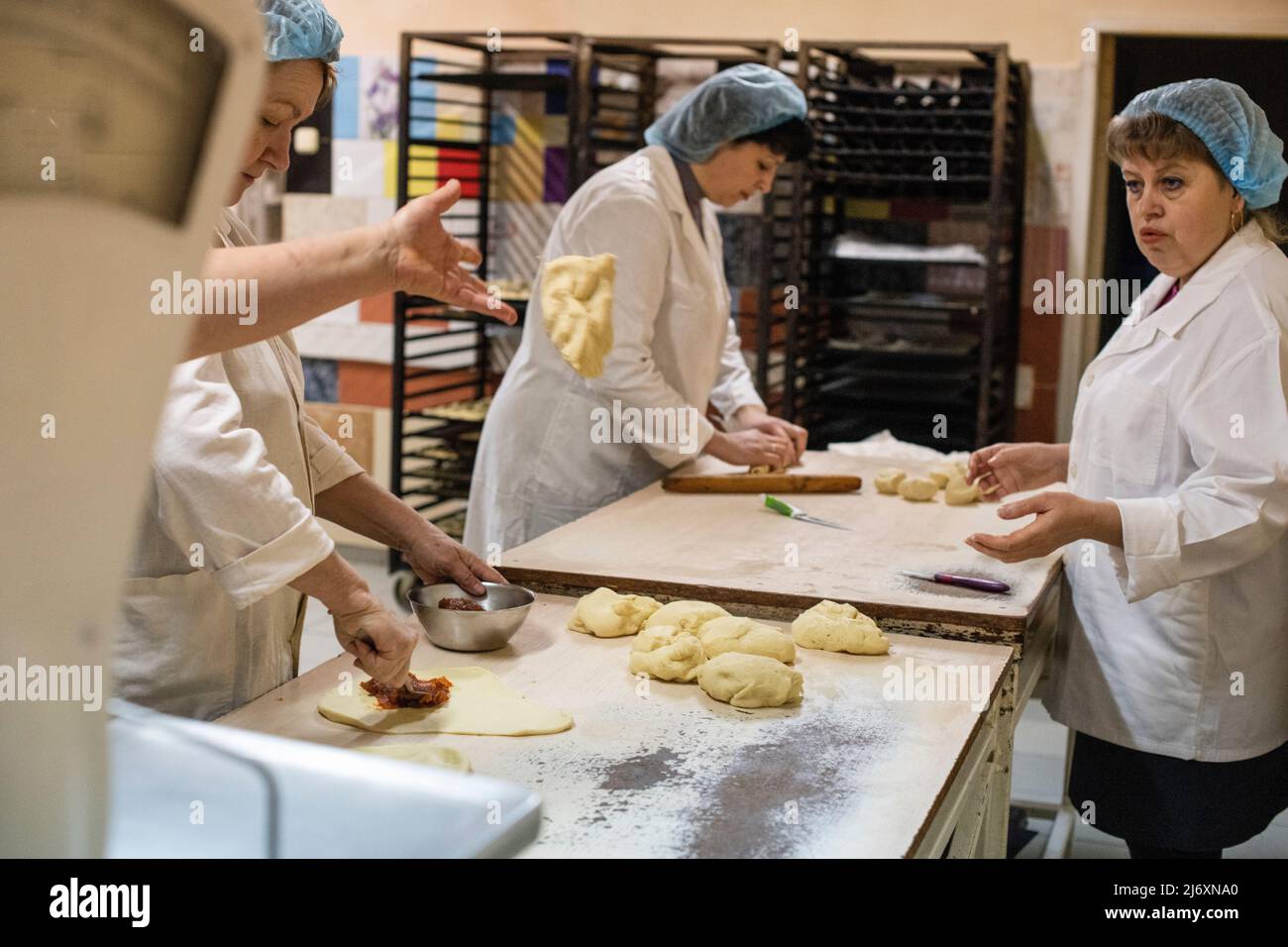 Local bakery in Slavutych, Ukraine. Slavutych is a city in northern ...