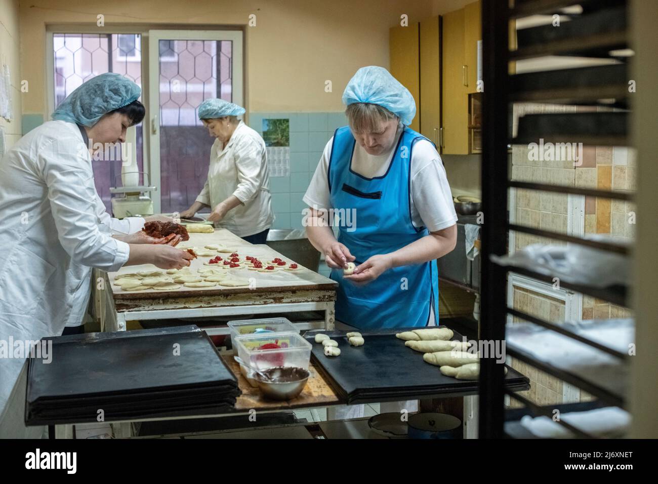 Local bakery in Slavutych, Ukraine. Slavutych is a city in northern ...