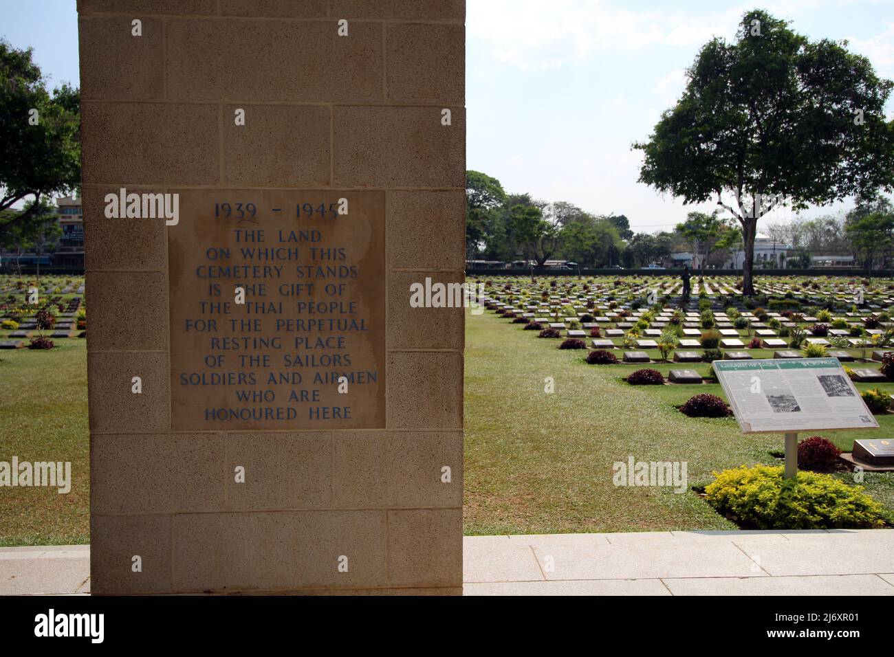 KANCHANABURI, THAILAND - MARCH 18, 2018 Commonwealth war graves ...