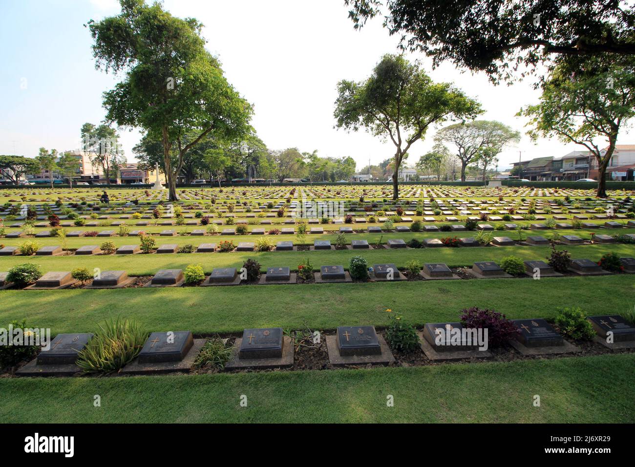 KANCHANABURI, THAILAND - MARCH 18, 2018 Commonwealth war graves ...