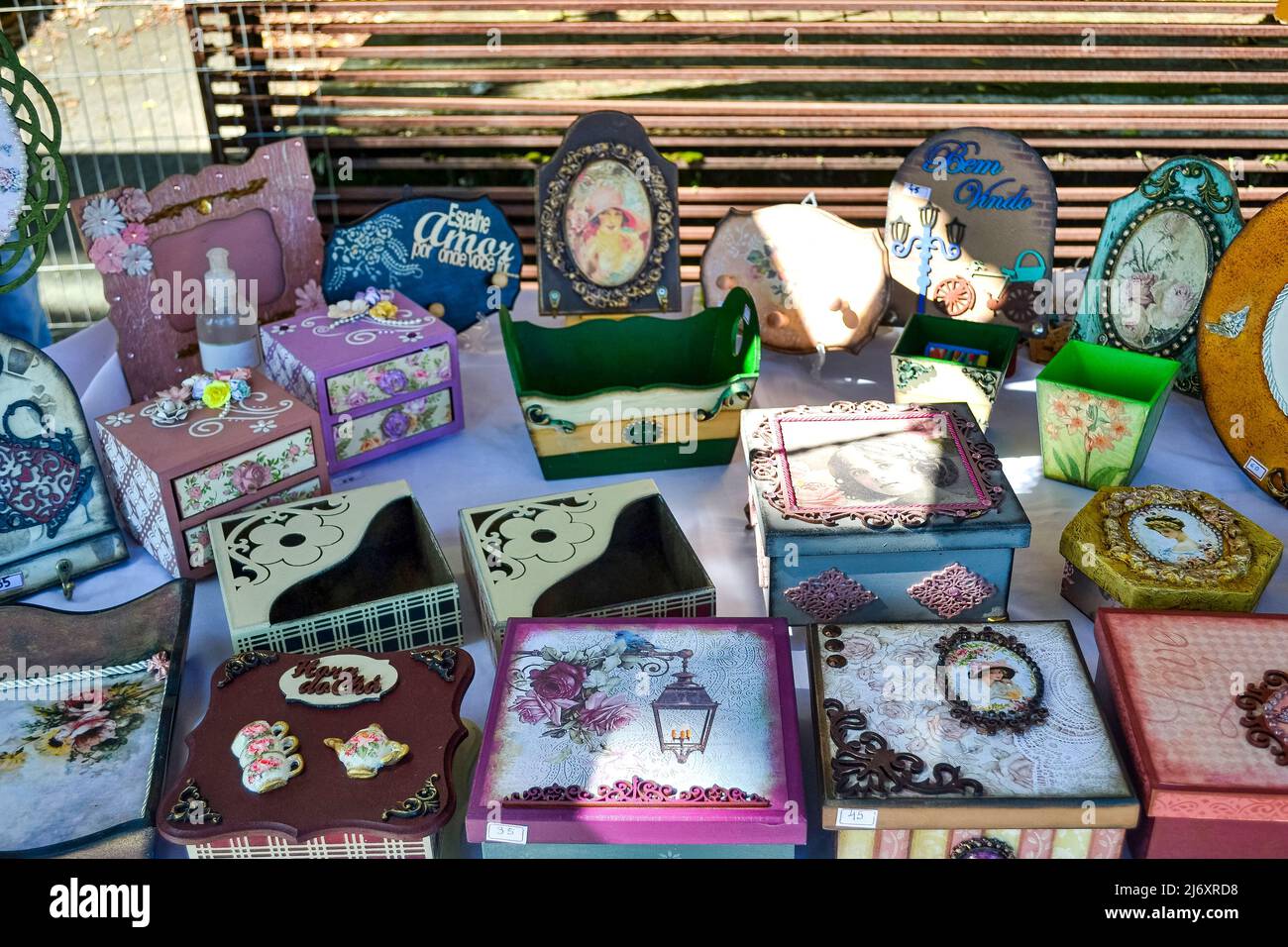 Diverse artisanal objects for sale during the traditional fair of ...
