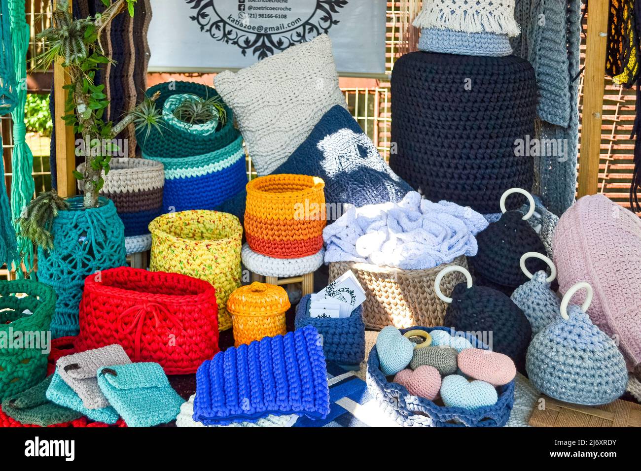 Diverse artisanal objects for sale during the traditional fair of ...