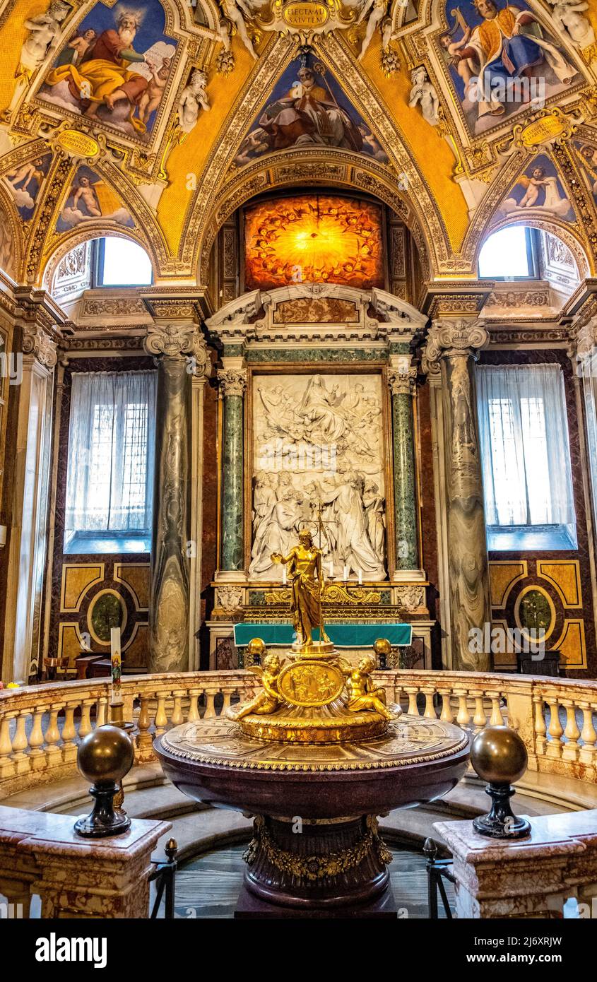 Rome, Italy - May 27, 2018: Baptismal chapel with baptistery of papal ...