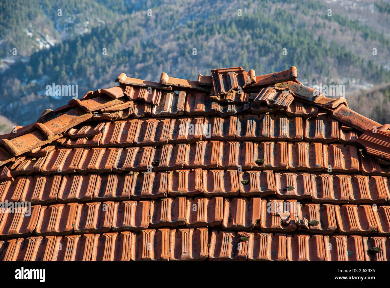 Old tiled roof mountain background hi-res stock photography and images ...