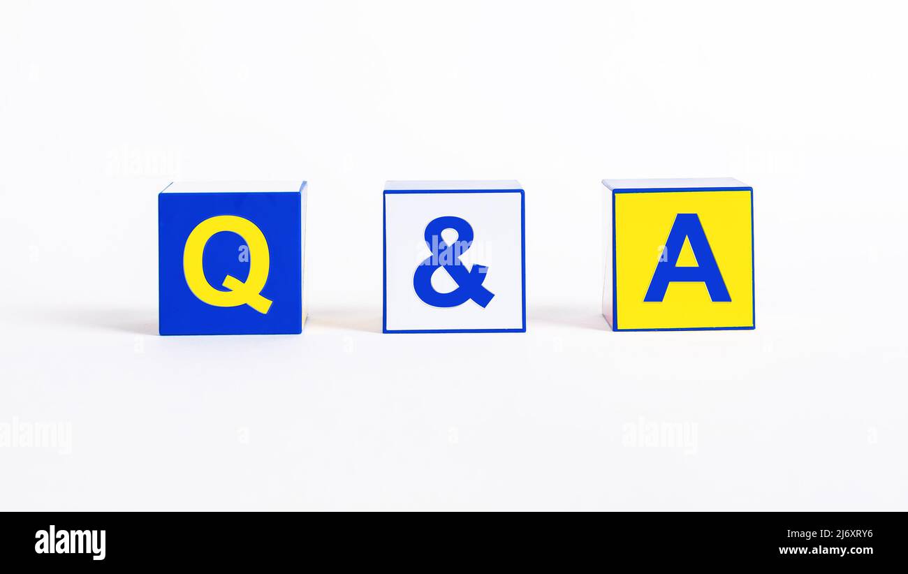 Cubes with letters q a. FAQ concept. Questions and answers symbol ...