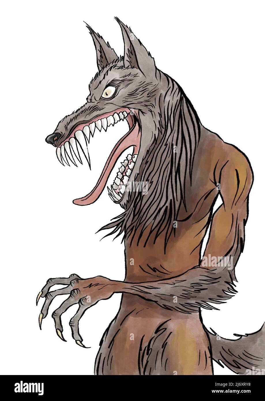 werewolf hand drawn illustration Stock Photo - Alamy