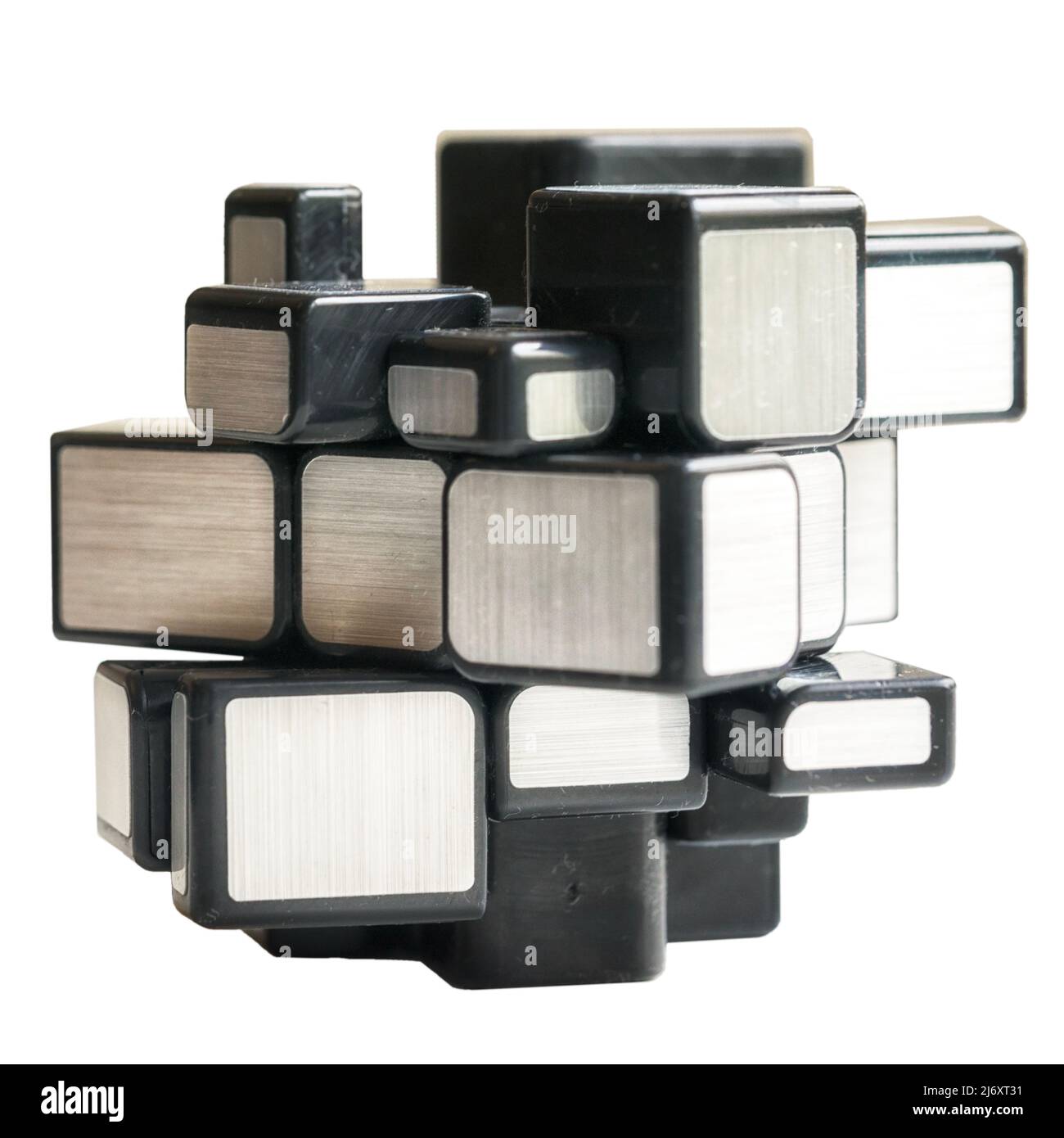 Mirror blocks toy isolated on white. Real with scratches and dust Stock ...