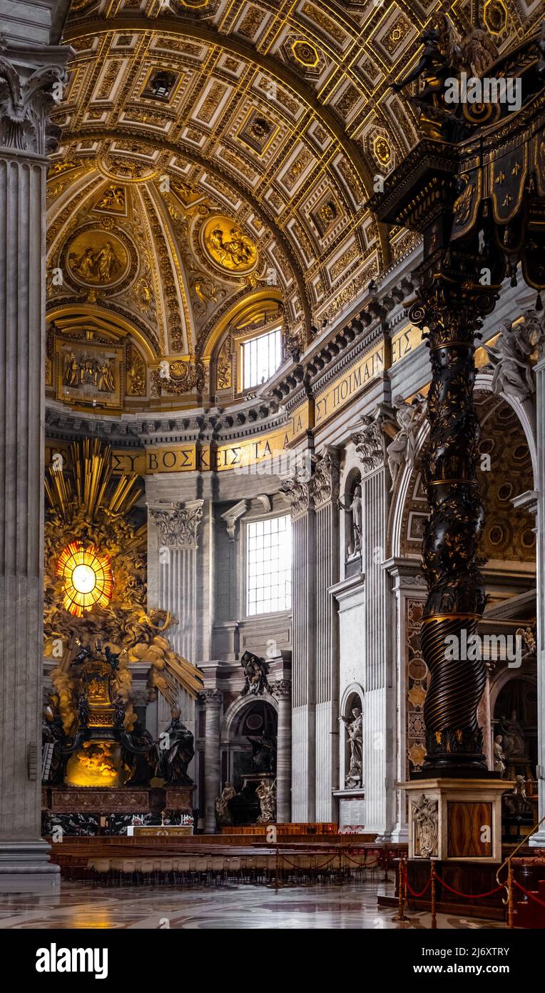 Rome, Italy - May 27, 2018: Presbytery and apse with St. Peter's ...