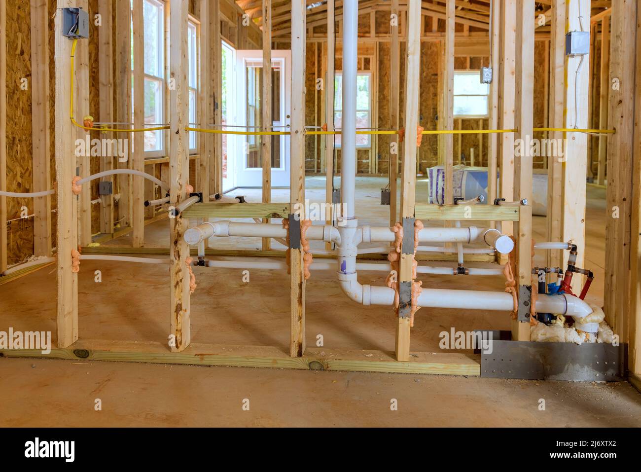 Buildt new home construction featuring hot and cold water PEX plastic ...